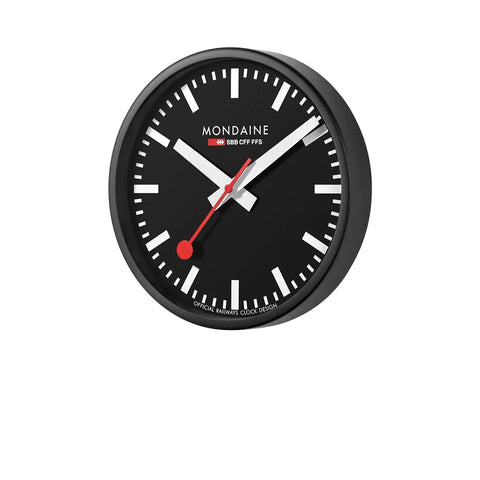 Mondaine SBB Wall Clock 250mm Black/Black – Norway Designs