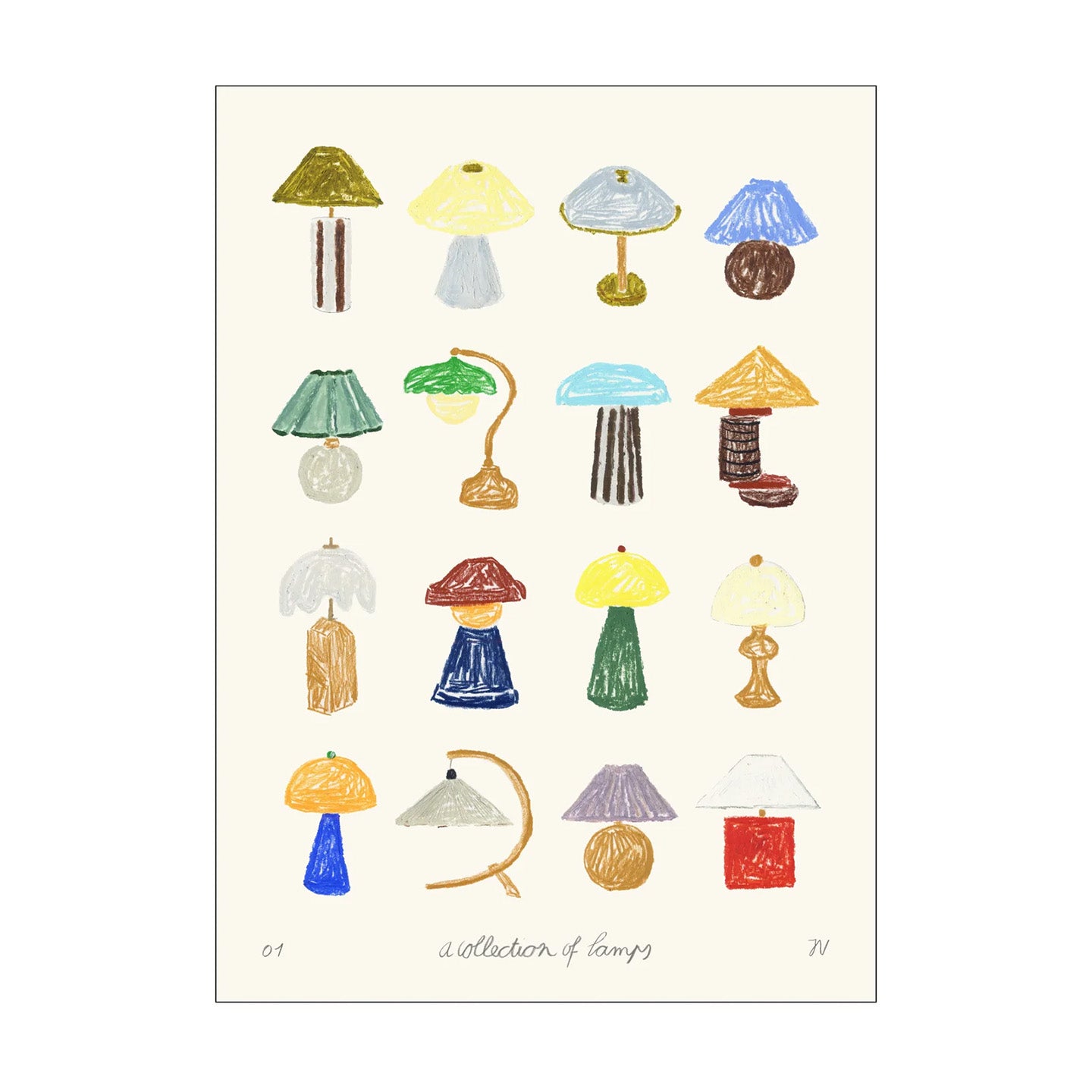 Poster 50x70cm A Collection of Lamps – Norway Designs
